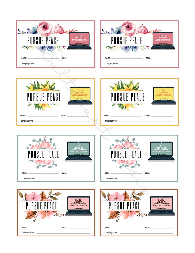 JW 2022 Regional Convention Printable Badges Pursue Peace JW Convention ...