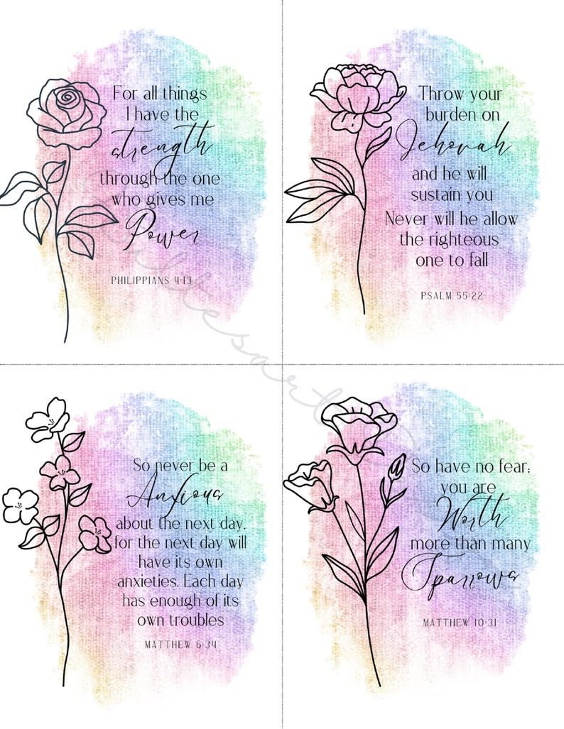 JW Encouragement Scriptures Printable Notecard | JW Notecard 8.5x11 ...