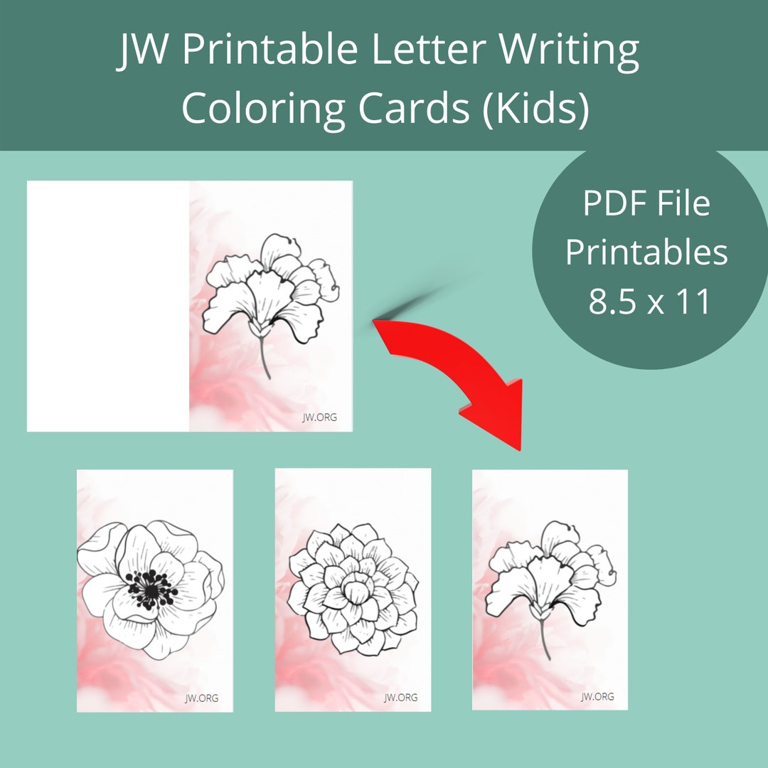 JW Printable Letter Writing Coloring Cards| Printable Minimal Letter ...