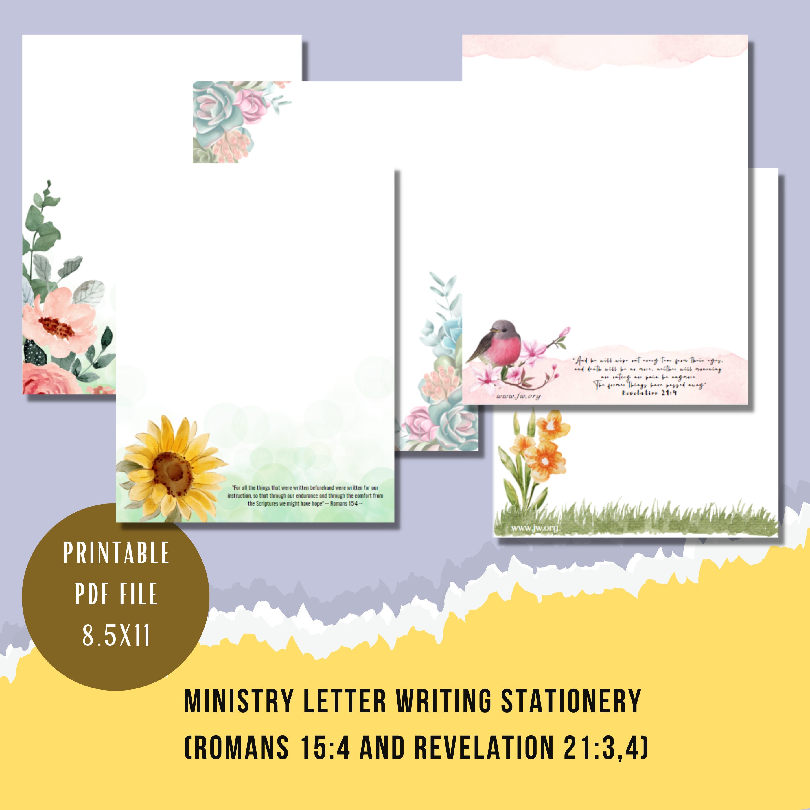 Lined and Unlined Letter Writing Stationery for June and July Ministry ...