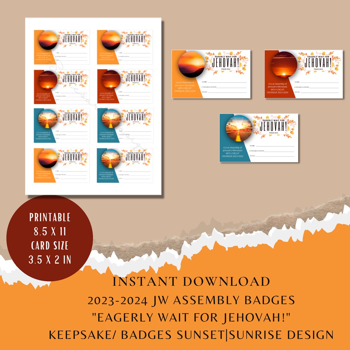 2023-2024 JW Circuit Assembly Badges - "eagerly Wait for Jehovah" in ...