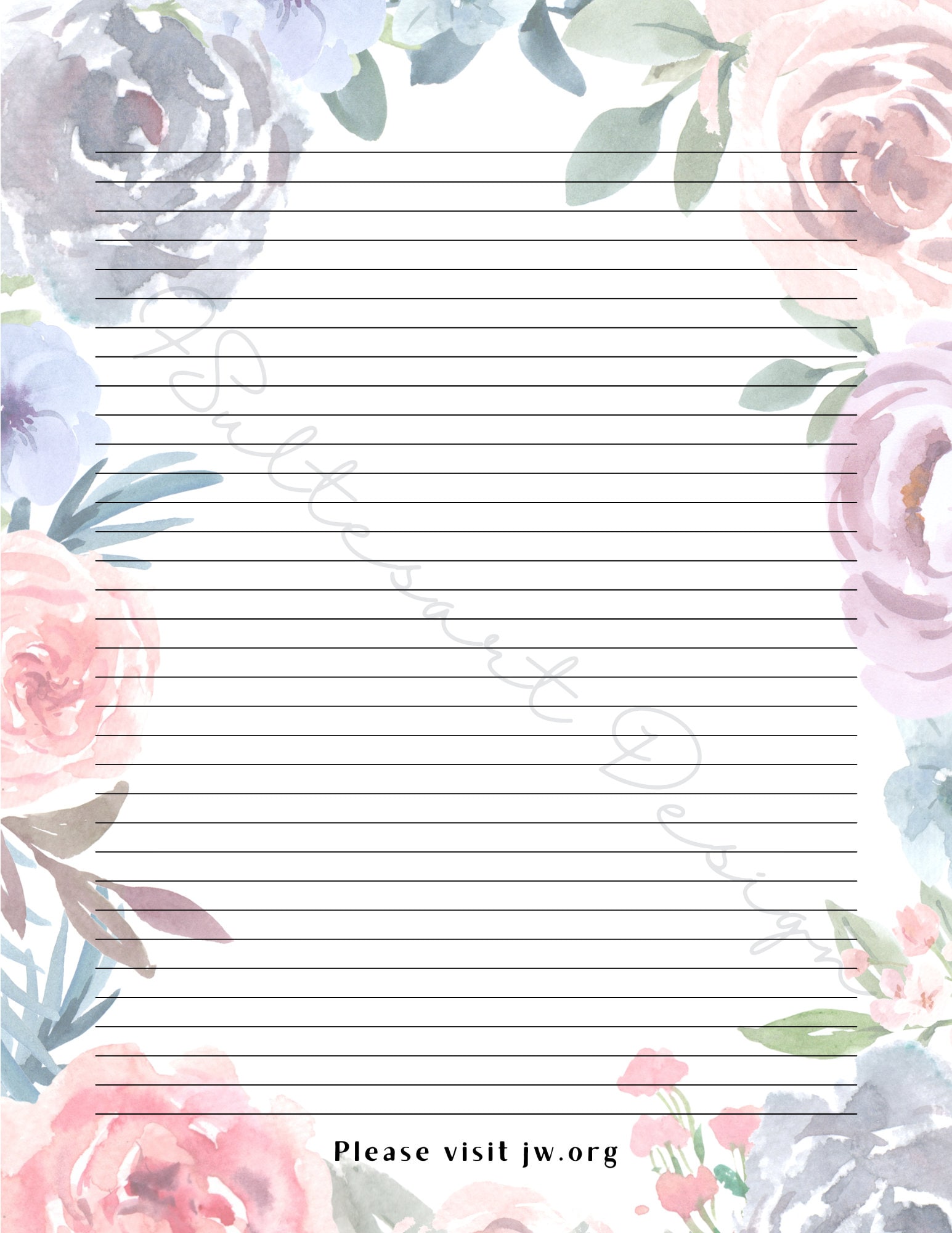 JW Letter Writing Stationery With a Matching Editable Envelope in ...