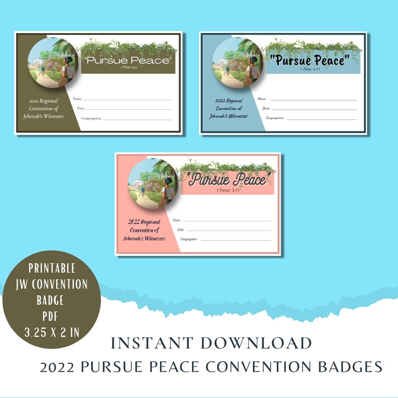 JW 2022 Convention Badge Pursue Peace 1 Peter 3 11 JW Convention ...