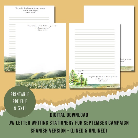 JW Printable Stationery for the September Campaign Enjoy Life - Etsy
