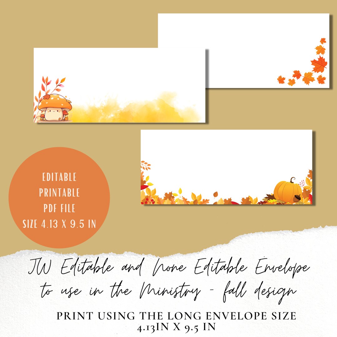 Fall Theme Printable Envelope | Editable and Non-editable Envelope | JW ...