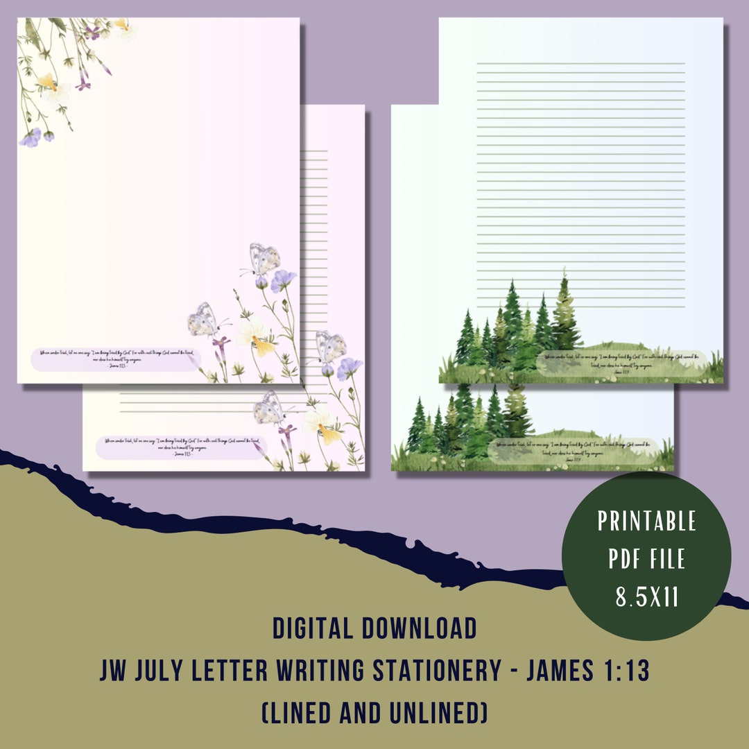 JW Letter Writing Stationery - JW Ministry Stationery - James 1 Verse ...