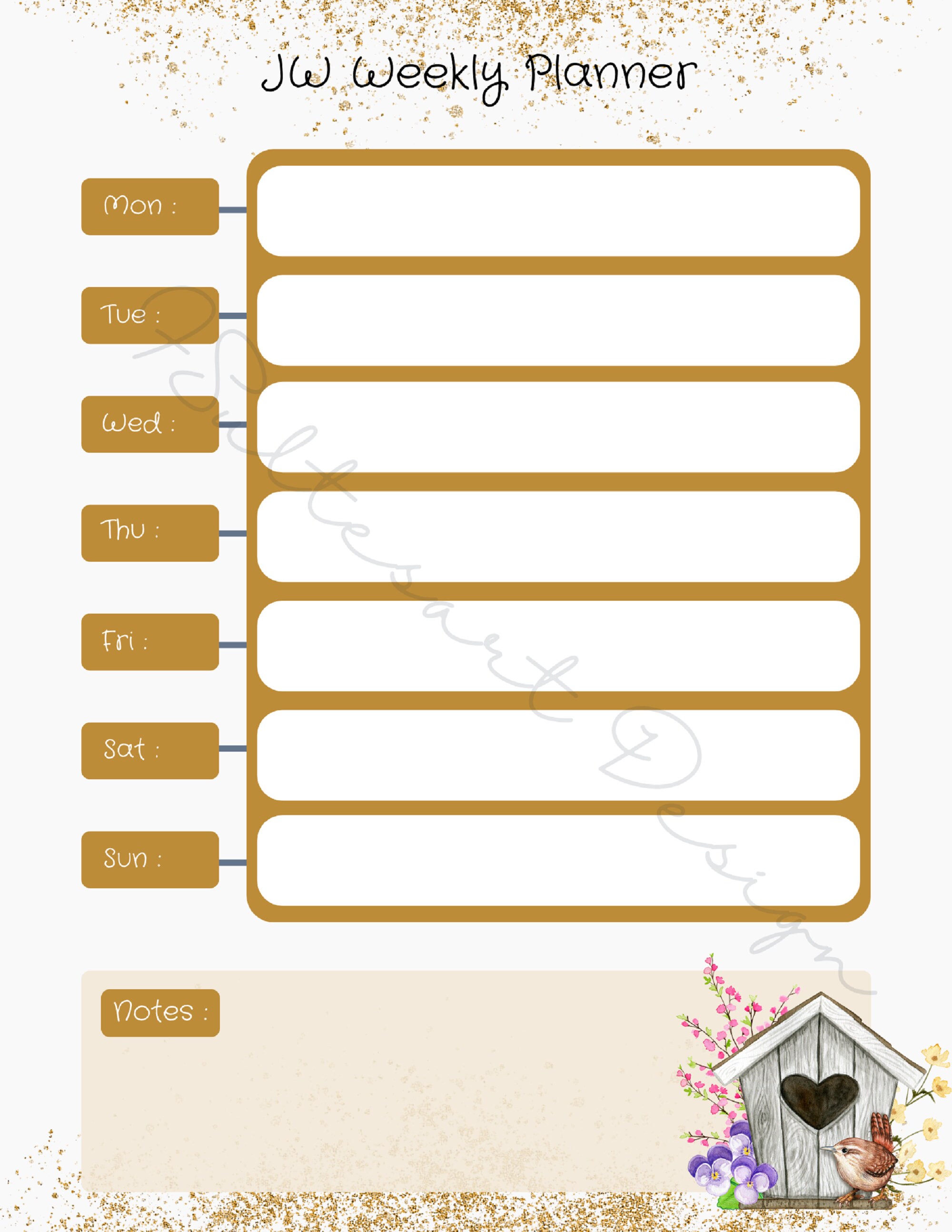 JW Printable Weekly Planner | JW Weekly Planner | Digital Download ...