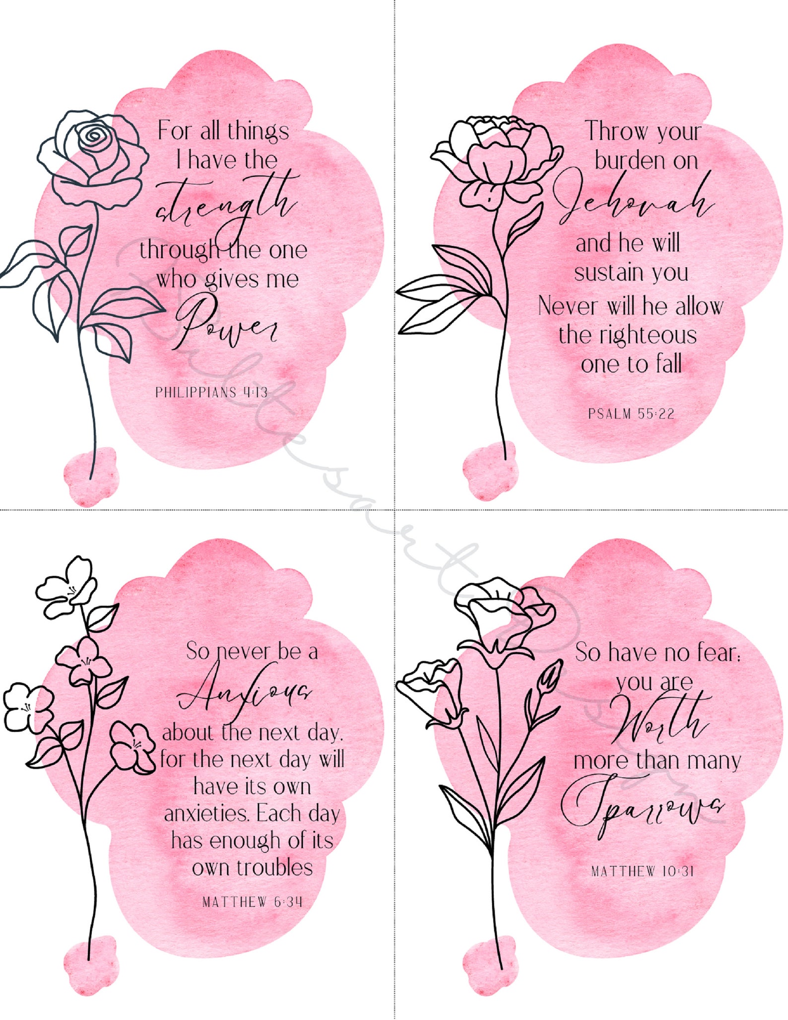 JW Encouragement Scriptures Printable Notecard JW Notecard 8.5x11 ...