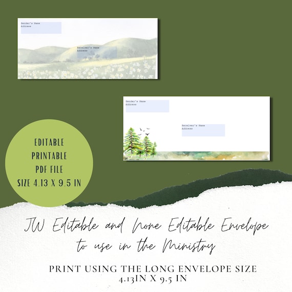 JW Letter Writing Editable Envelope Editable and - Etsy