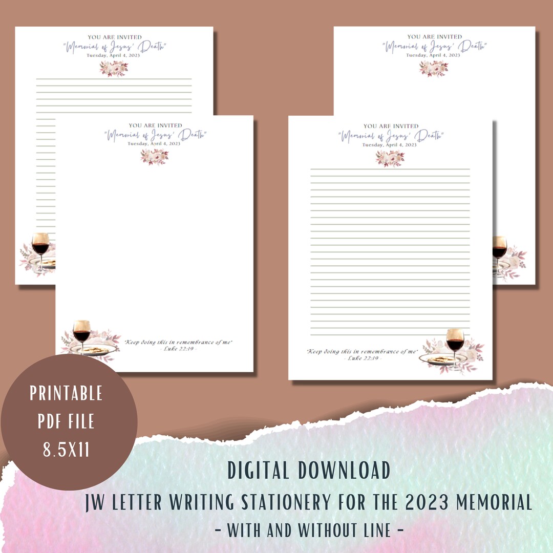 JW Printable Jesus Memorial Stationery Bread and Wine Design - Etsy