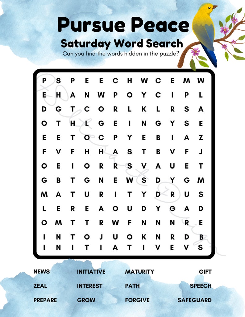 JW Pursue Peace Word Search Fun for Kids JW Convention Kids Activity JW ...