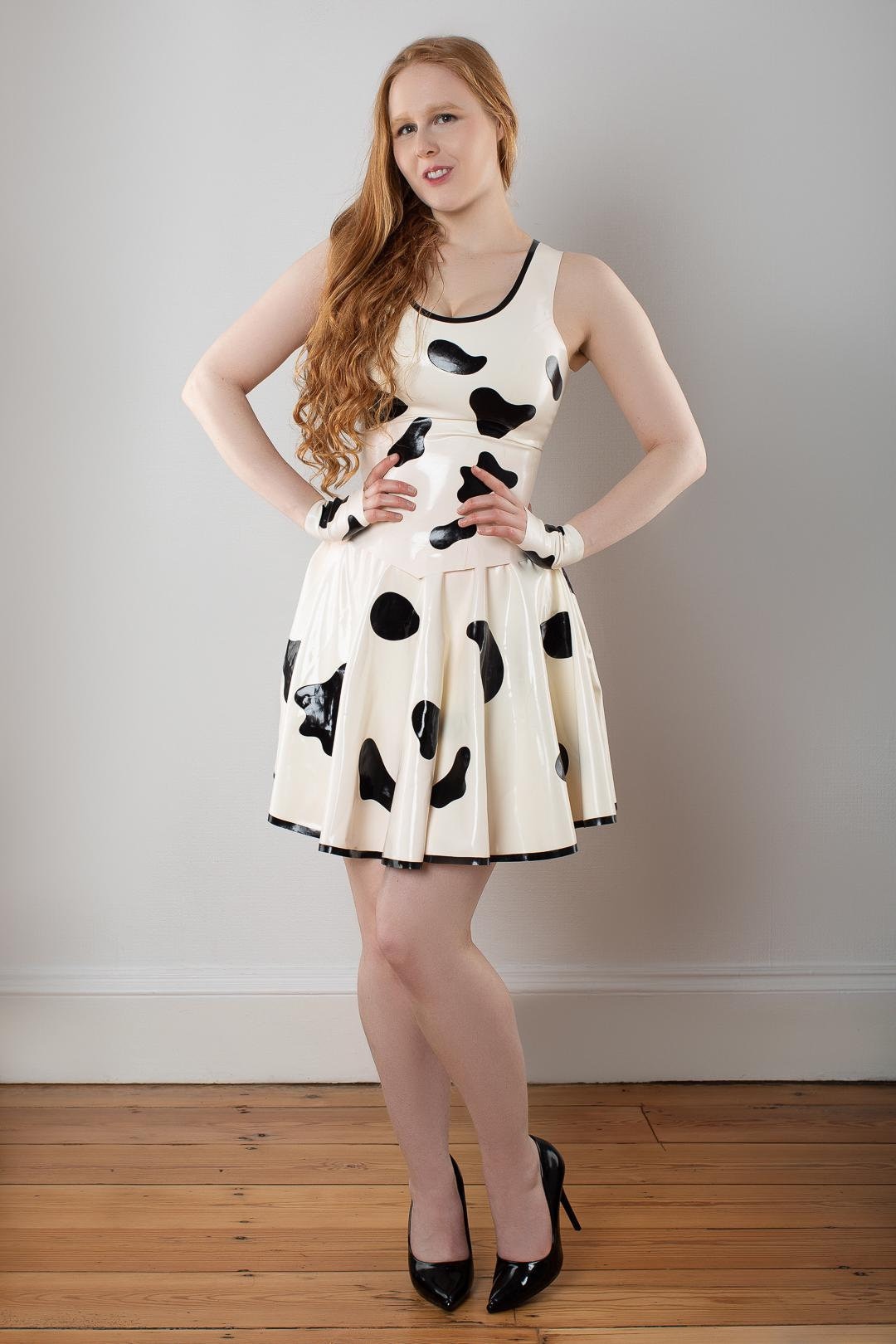 Latex Short Cow Print Mitten Gloves - Etsy UK