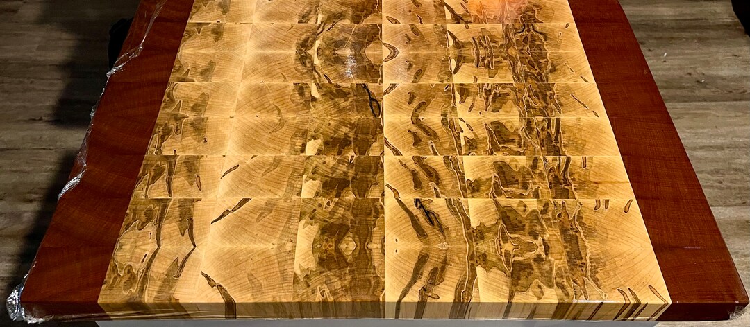 Ambrosia Maple With Sapele Wood Border End Grain Butcher Block Cutting ...