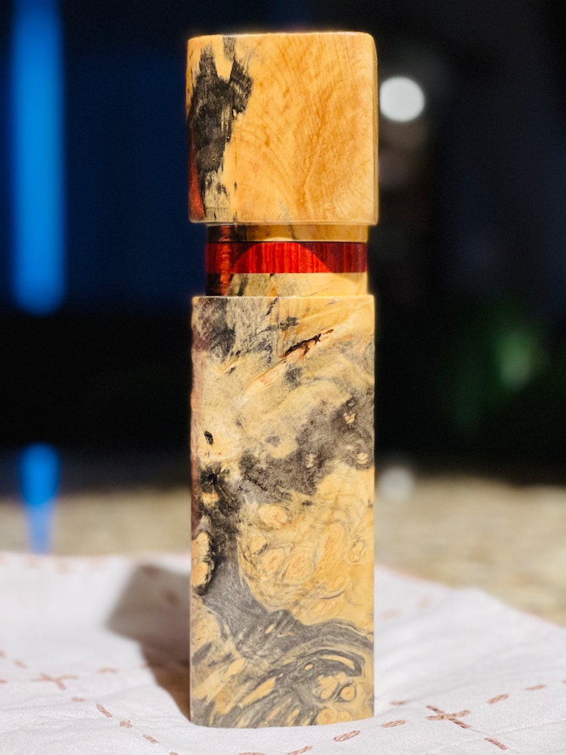 Buckeye Burl With Blood Wood Accent Inlay Ceramic Salt/pepper/herb ...