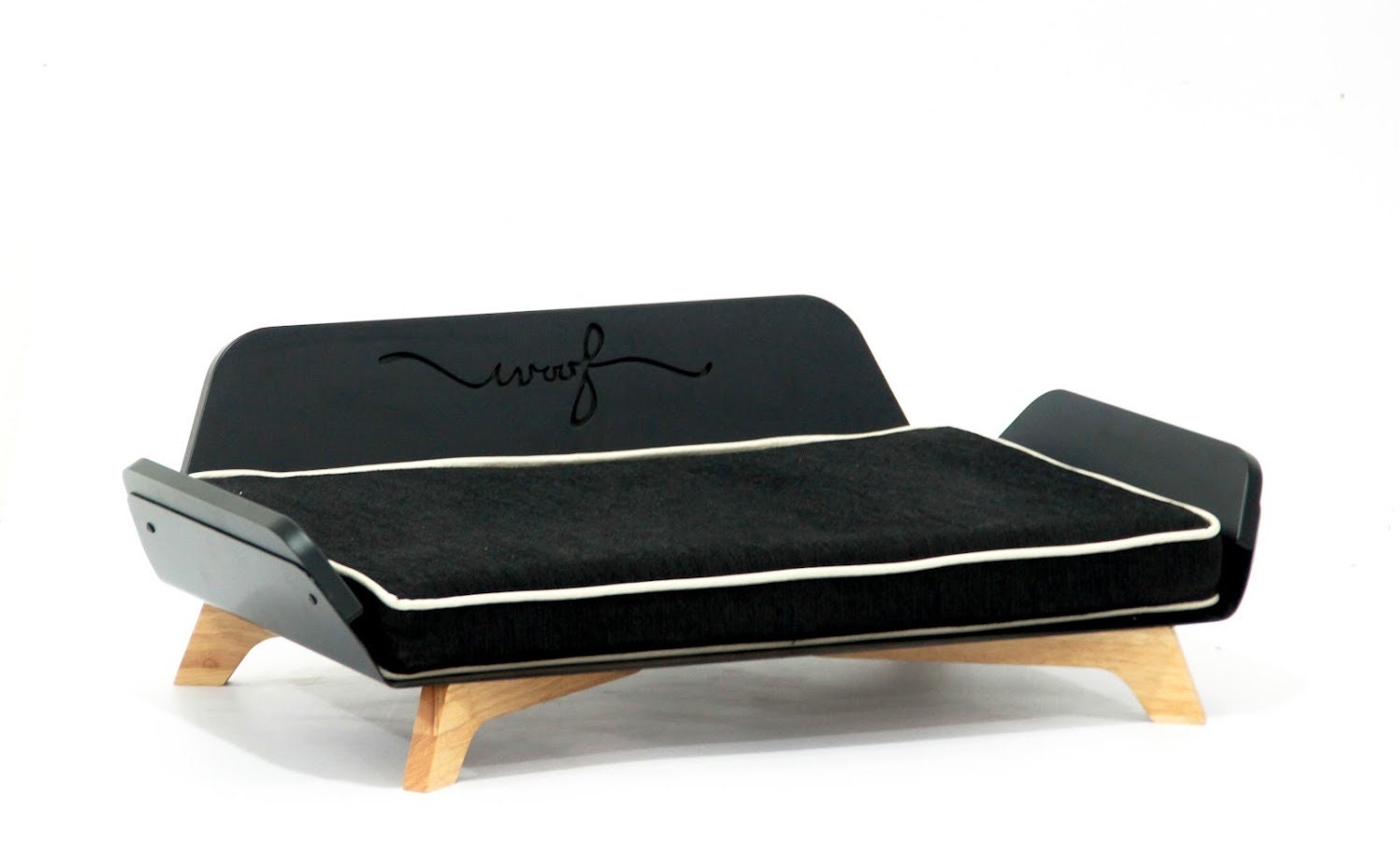 VOOF Black Luxury Dog Beds/ Sofa, Pure Pinewood Legs, Memory Foam ...