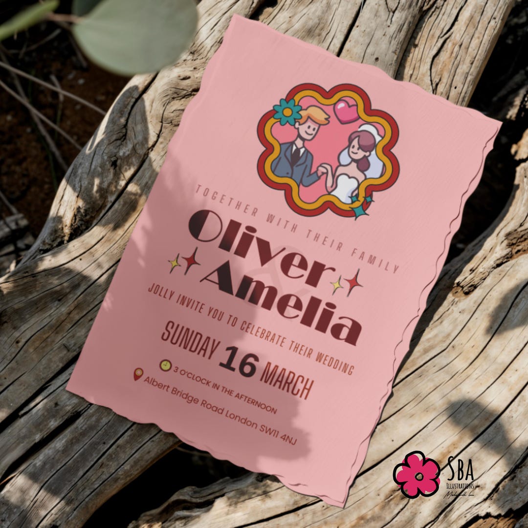 Retro Wedding Invitation - 90s Style Wedding Invitation - Vintage ...