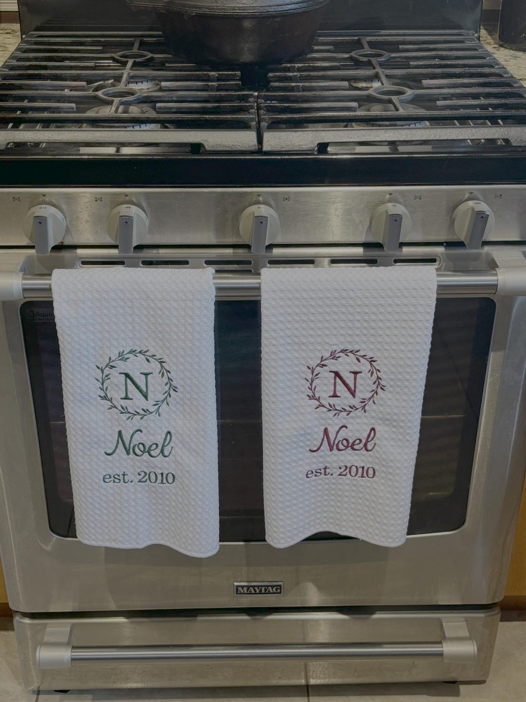 Custom Embroidered Kitchen Towels With Monogram and Date of Marriage - Etsy
