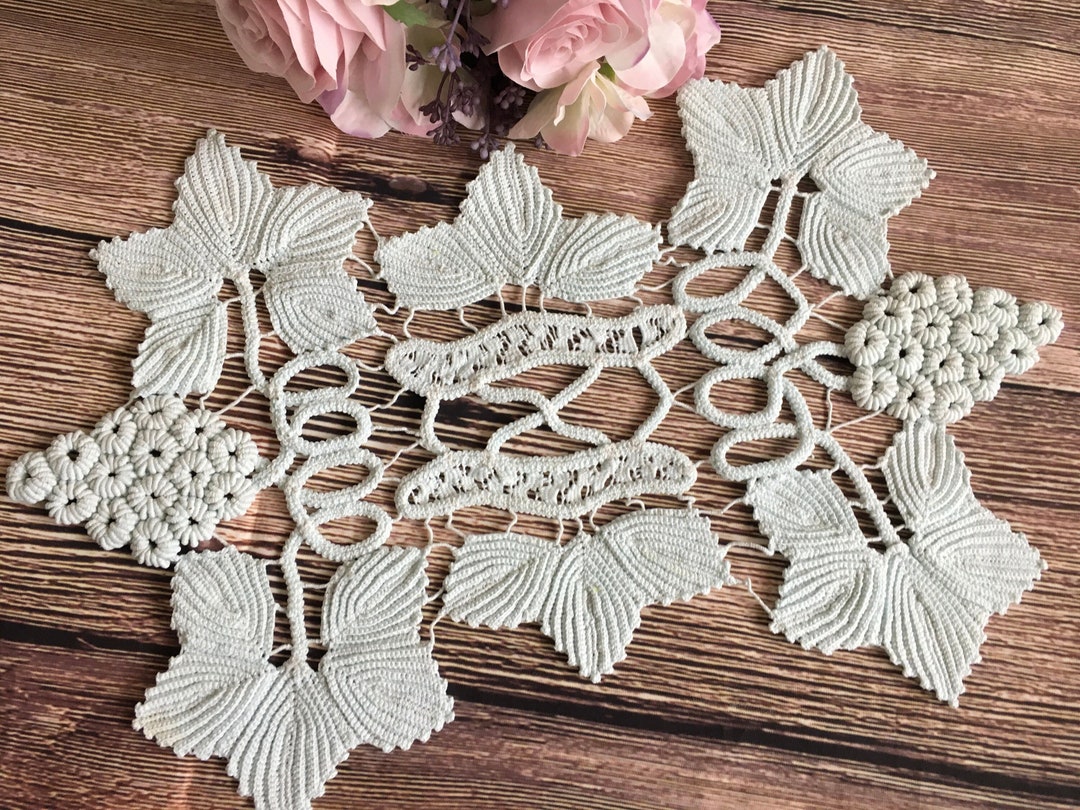 Vintage Hand Crocheted Romanian Lace Point Needlework Grapes Macrame Centerpiece 41 Cm - Etsy