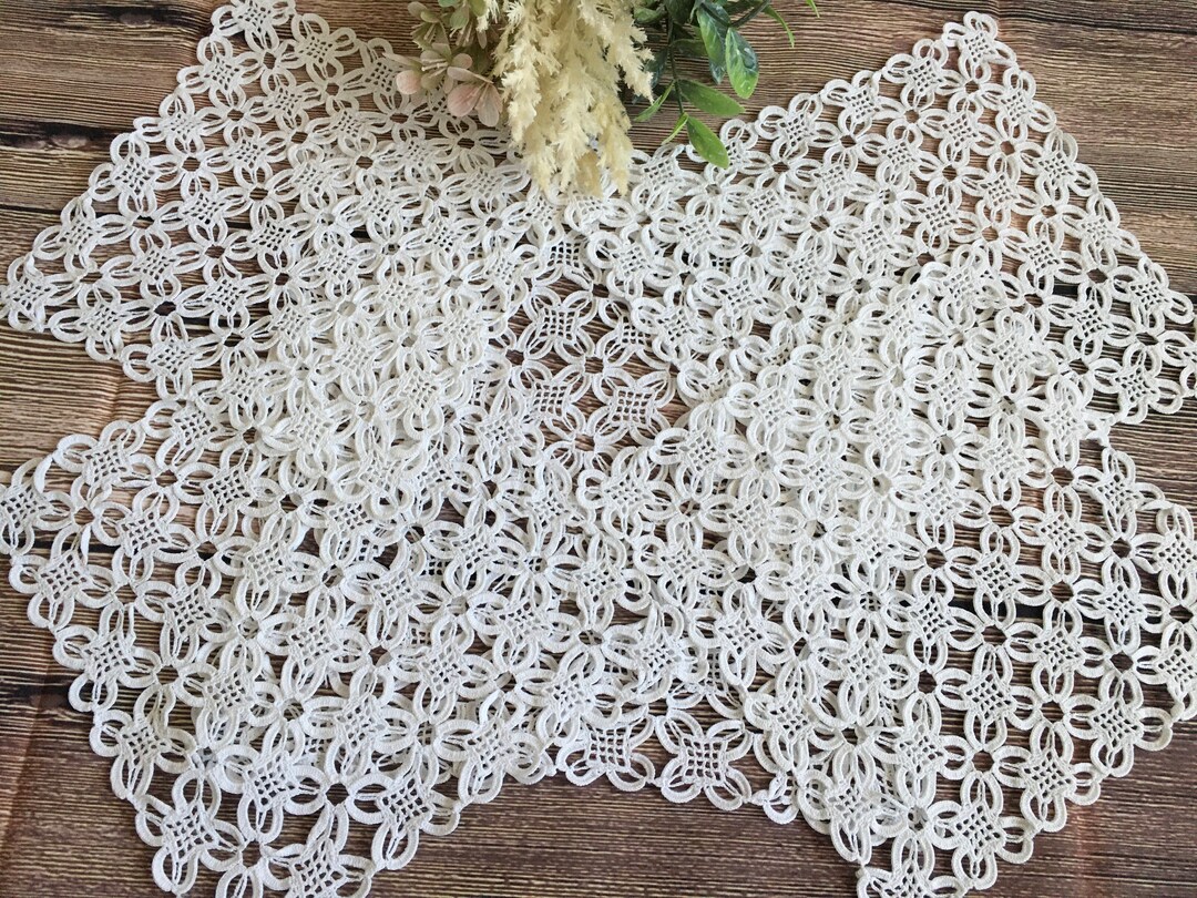 5 X Vintage Unused Hand Crochet White Fine Macrame Cotton Doilies 27 X ...