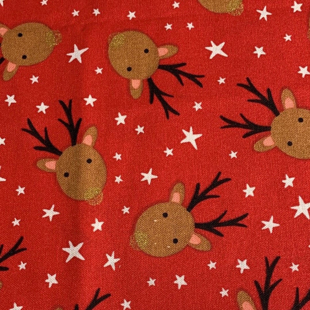 Reindeer Faces Pet Bandana, Reindeer and Stars Pet Scarf, Deer Pet ...