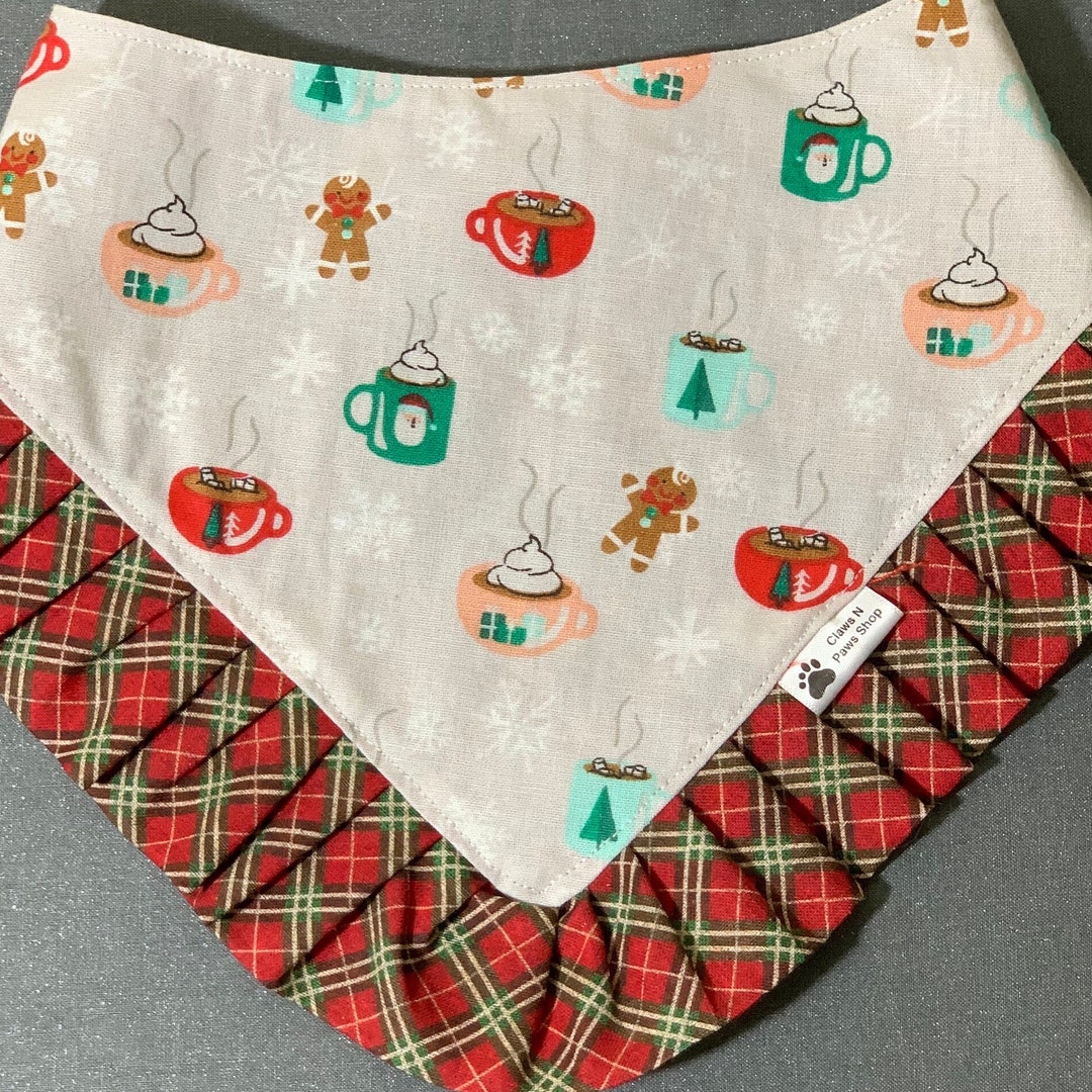 Hot Cocoa Christmas Pet Bandana With Ruffles, Holiday Christmas Drinks ...