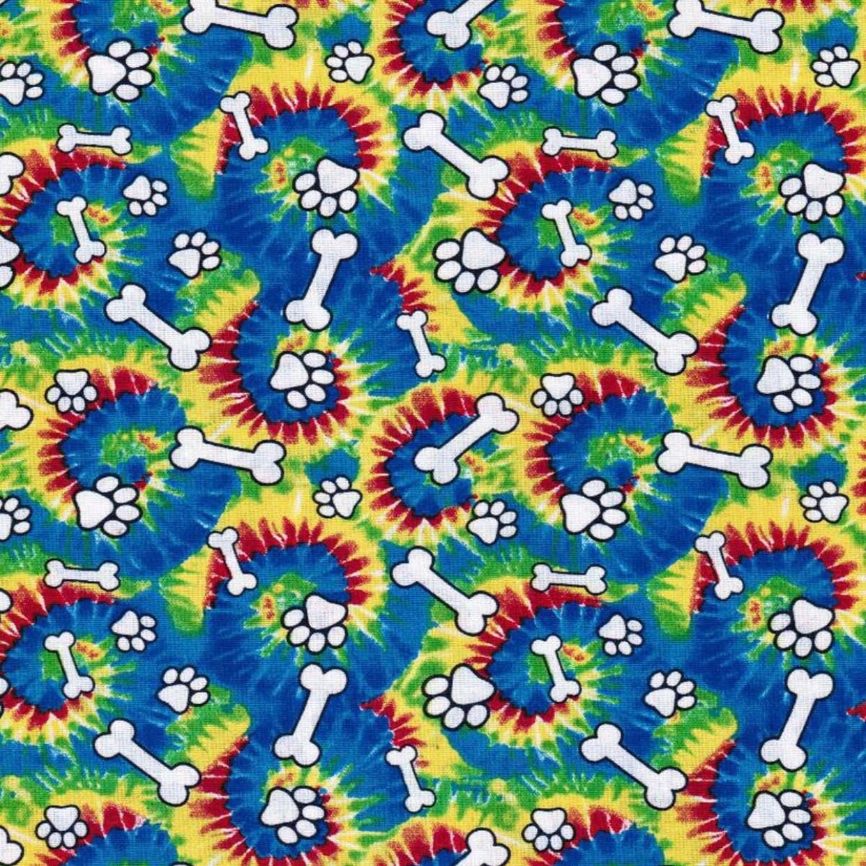 Paws and Bones Tie Dye Pet Bandana, Pride Pet Bow Tie, Pride Rainbow ...