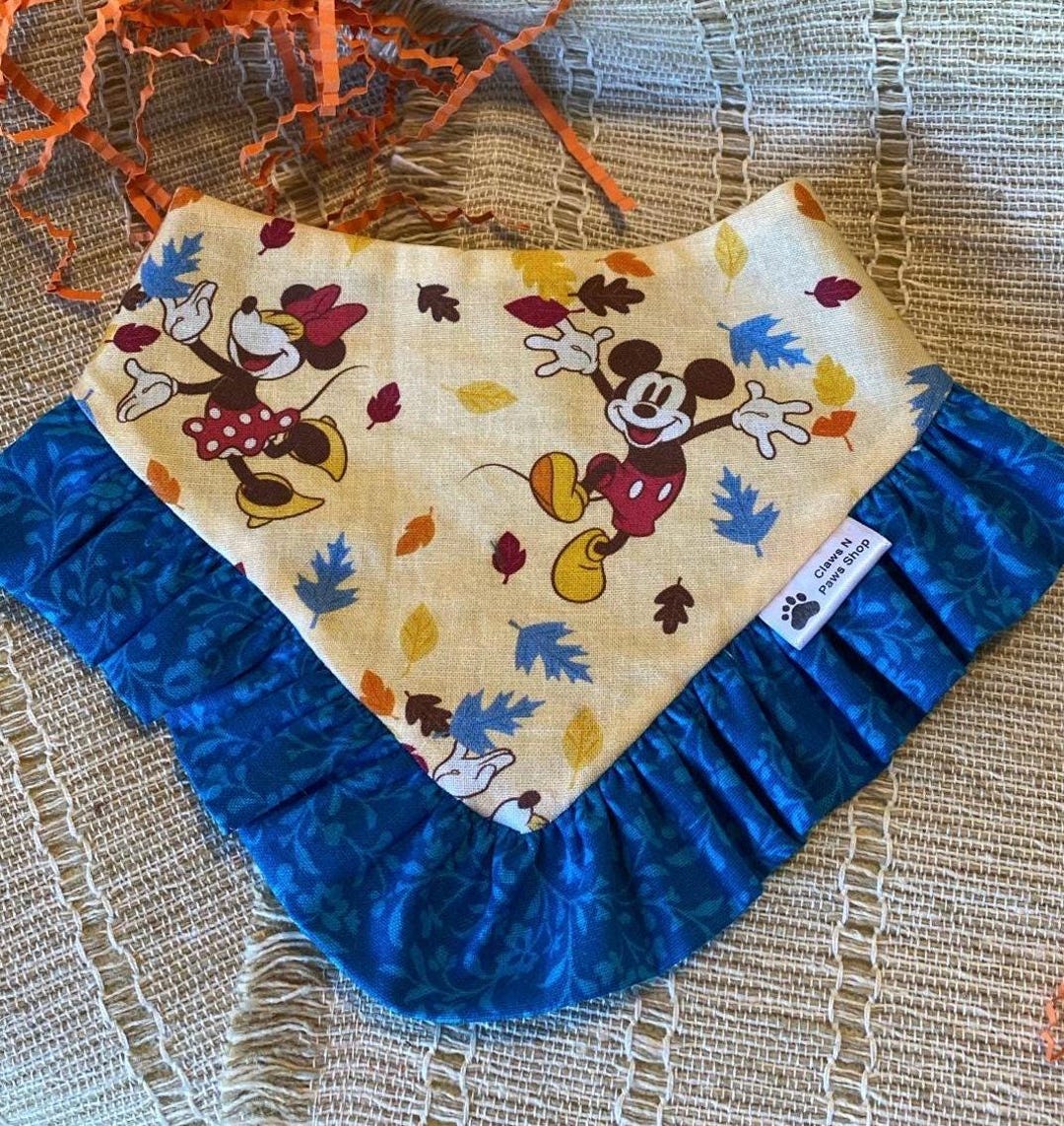 Fall Mickey and Minnie With Ruffles Pet Bandana, Autumn Falling Leaves ...