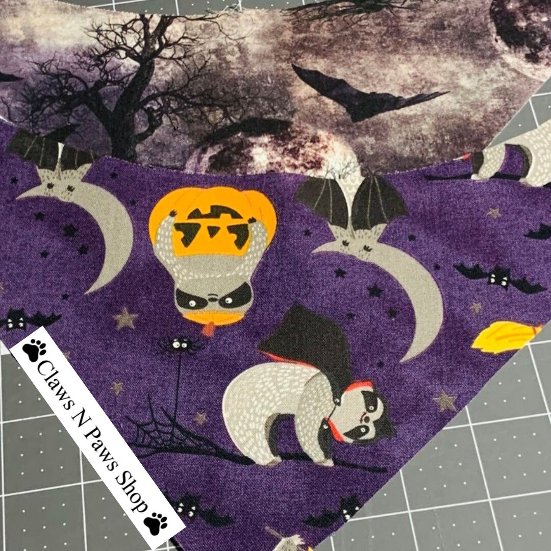 Sloths Halloween Pet Bandana, Spooky Full Moon Reversible Pet Bandana ...