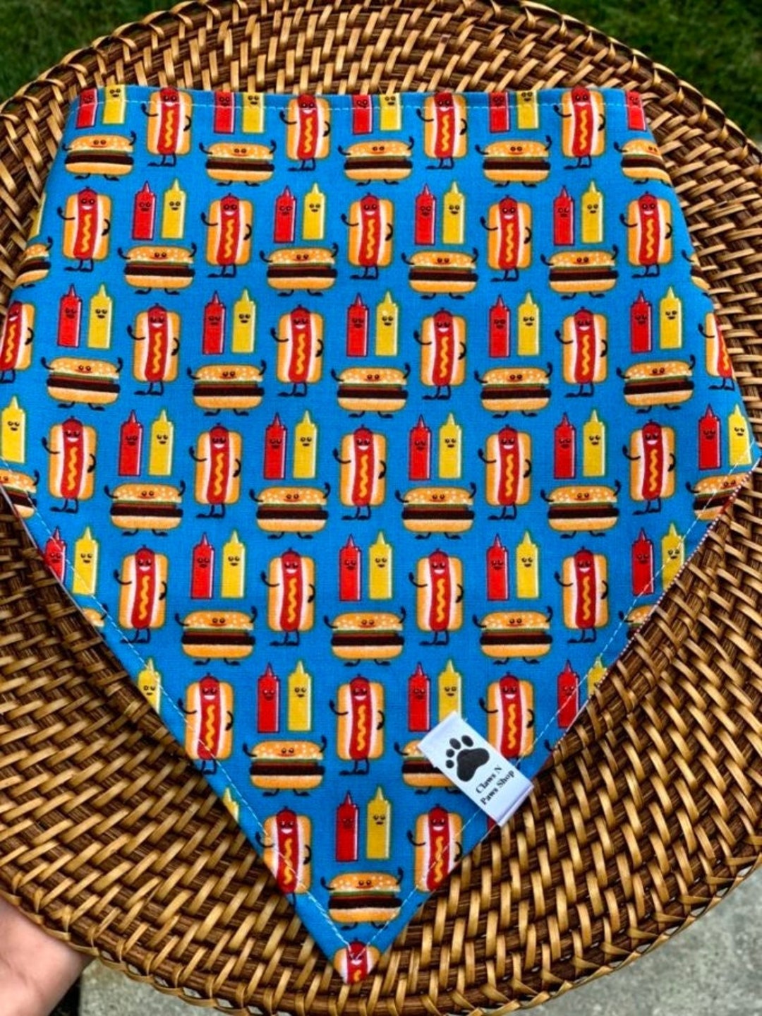 Grill Day Pet Bandana, BBQ Hot Dog and Hamburger Pet Neckwear, Grill ...