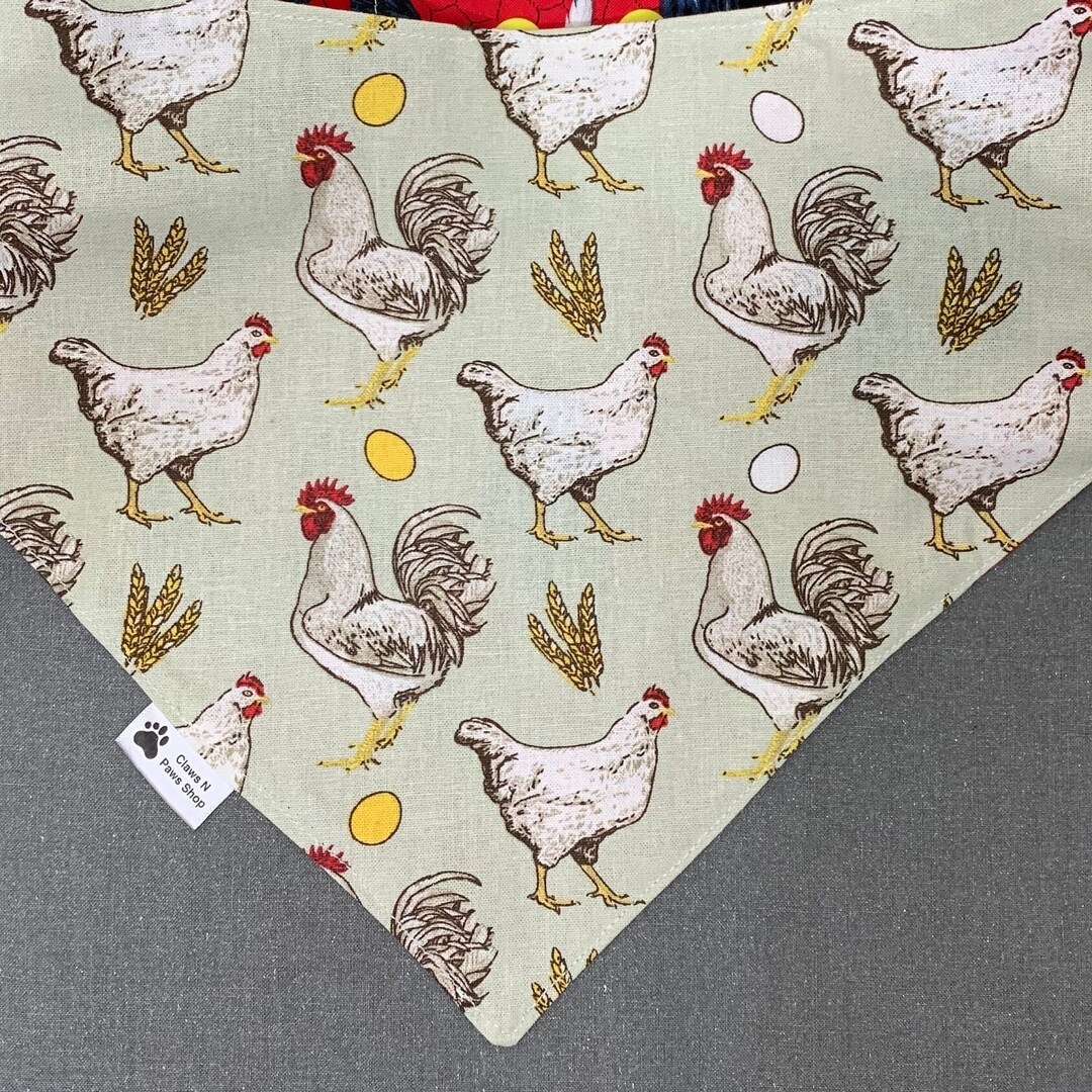 Chickens and Roosters on Green Pet Bandana, Chickens Pet Bandana ...