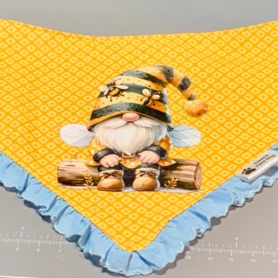 Bee Pet Bandana With Blue Ruffled Trim or Different Color, Only Snap ...