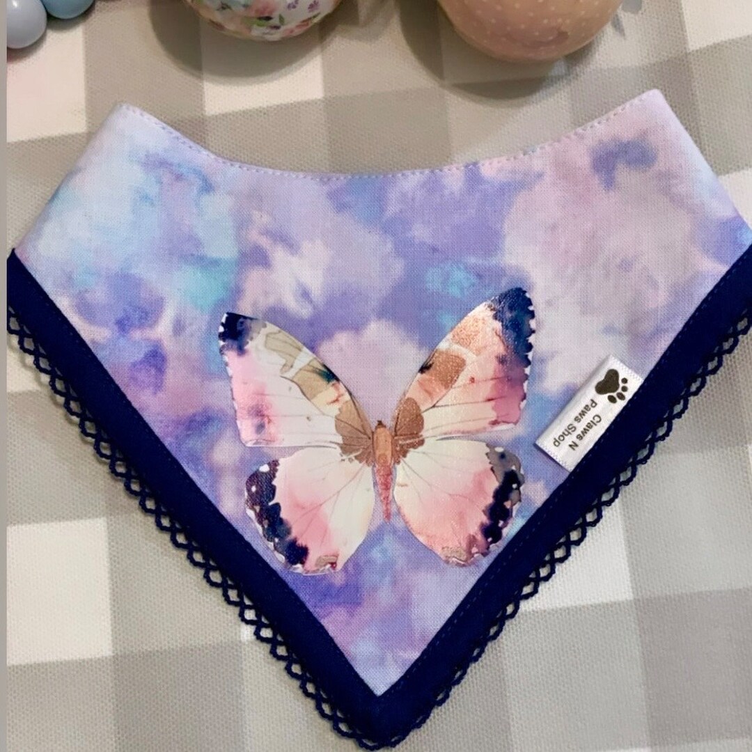 Butterfly Pet Bandana With Trim on a Blender Purple, Only Snap Bandanas ...