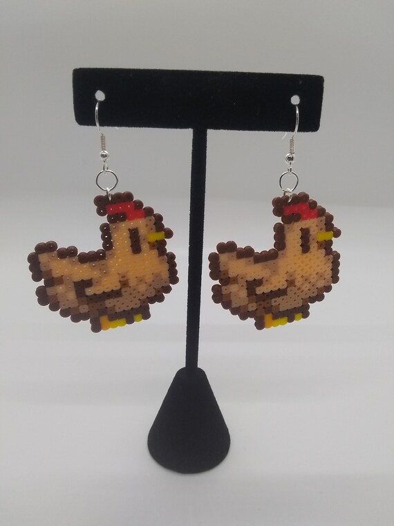 Chicken Mini Fuse Bead Earrings - Etsy