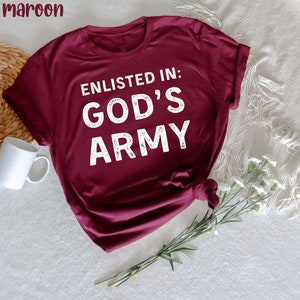 Enlisted in God's Army Tshirt, Faith Cross Shirt, Religious Shirts for ...