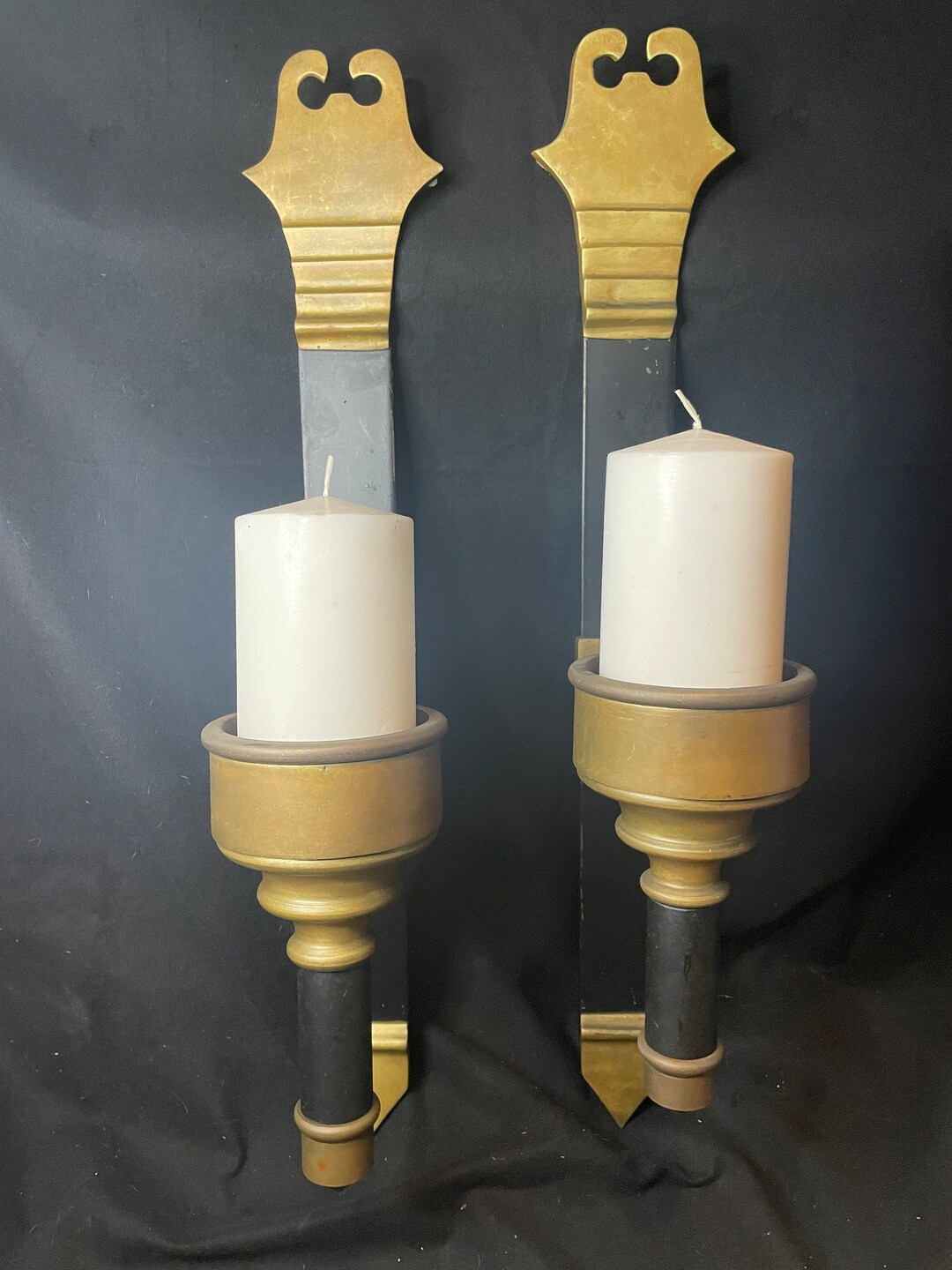 Brass and Iron Wall-mounted Candle Sconces - Etsy