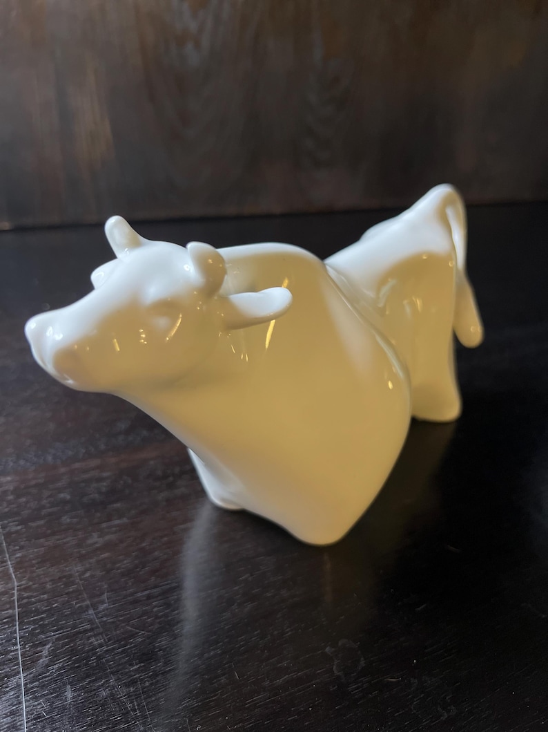 Vintage White Ceramic Glazed Bull - Etsy