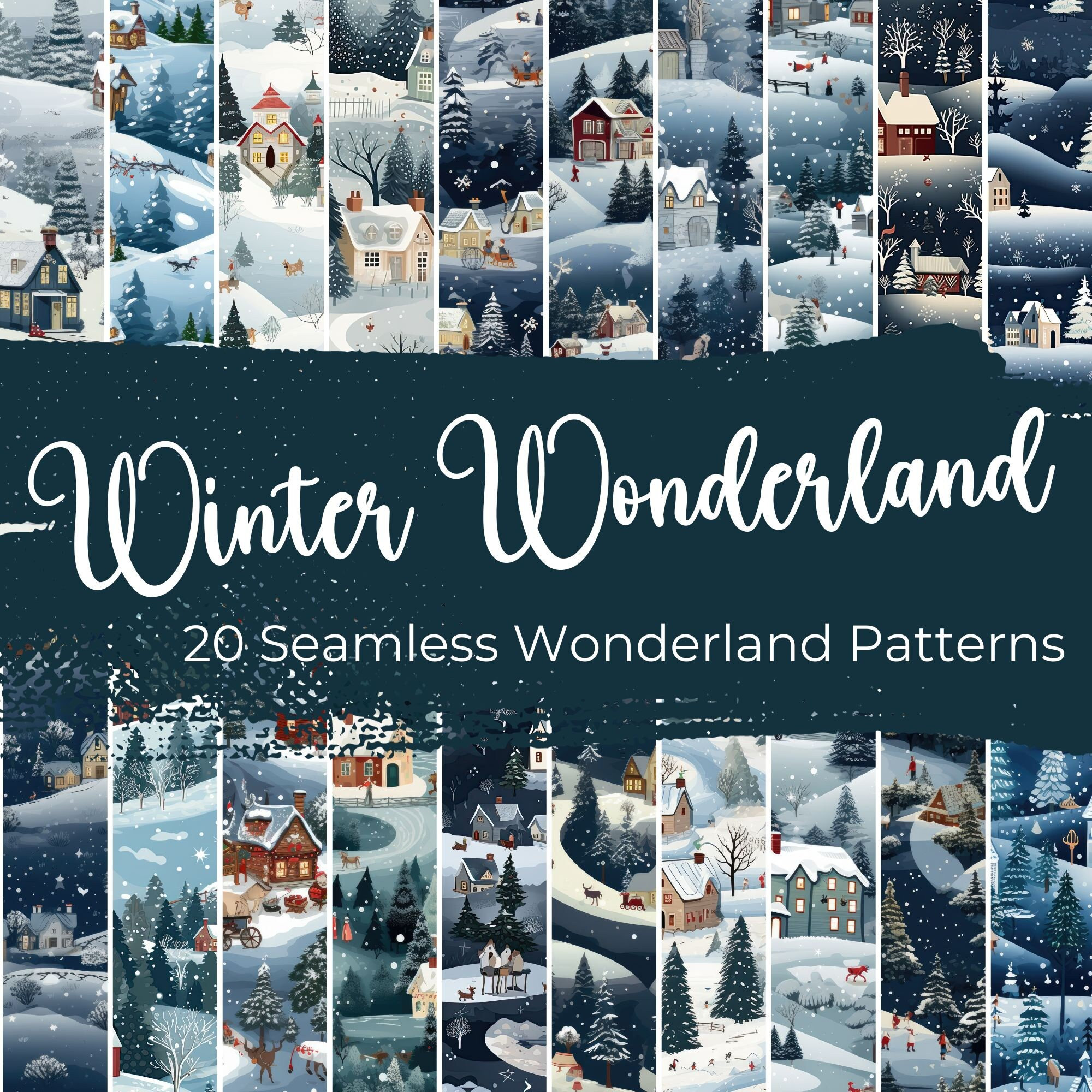 Printable Art Winter Wonderland Seamless Patterns Instant Download for ...