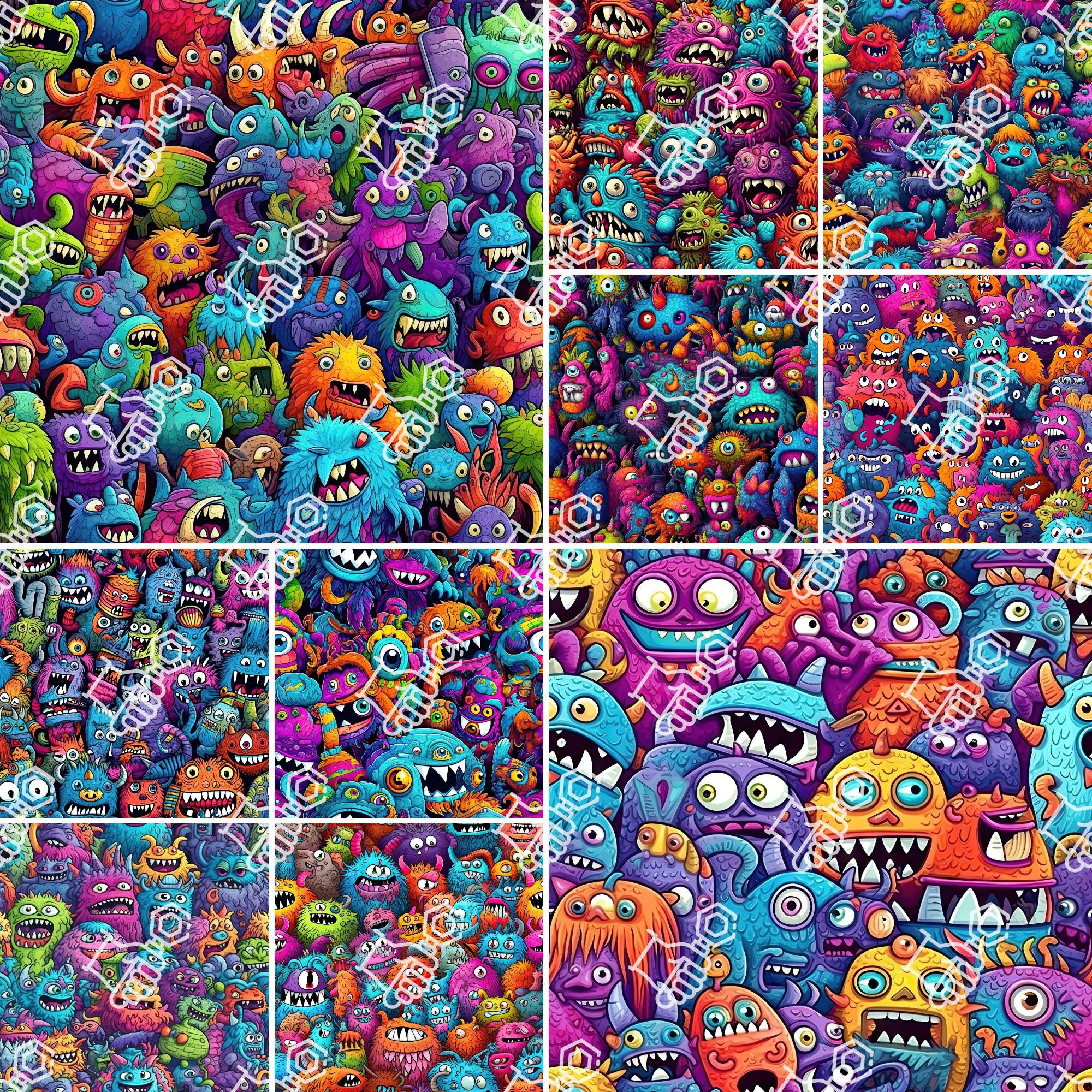 Printable Art Monstacular Mash Seamless Patterns Instant Download for ...