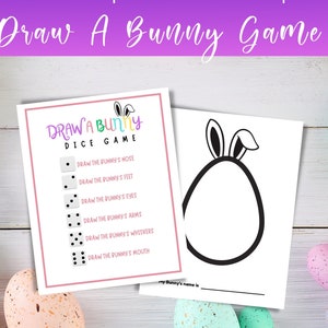 Easter Game Printable Roll a Bunny Draw A Bunny Face Easter Dice Game ...