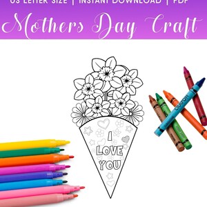 Mothers Day Flower Printable Coloring Mothers Day Bouquet Mother's Day ...