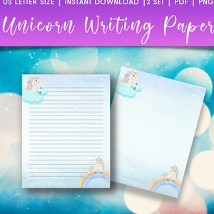 Unicorn Stationary Printable Stationery Set Stationery Paper Writing ...