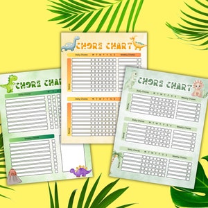 Dinosaur Chore Chart for Kids Checklist Routine Chart Kids Daily Chores ...