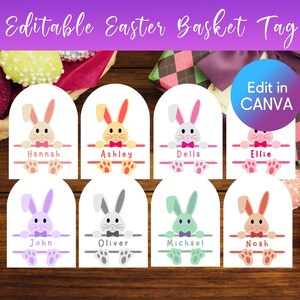 Editable Easter Tags Gifts and Baskets Easter Label Sticker Printable ...