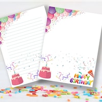 Personalized Watercolor Happy Birthday Calling Card, Balloons Enclosure ...
