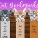 Cat Bookmark Printable Cats Lovers Bookmarks Cat Lover Gift Cat ...