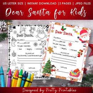 Letter to Santa Coloring Page, Christmas Wish List Printable, Santa ...