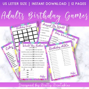 Adult Birthday Games Birthday Printable Bundle Word Scramble - Etsy