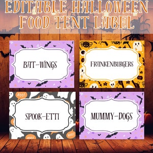 Editable Halloween Party Food Label Halloween Blank Food Tent Cards ...