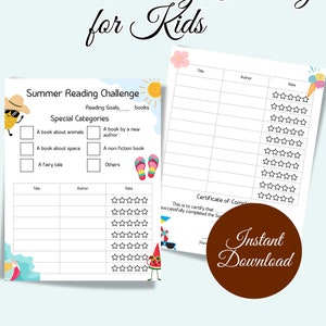 Summer Reading Challenge for Kids Fun Easy Tracker Log Primary Grades ...