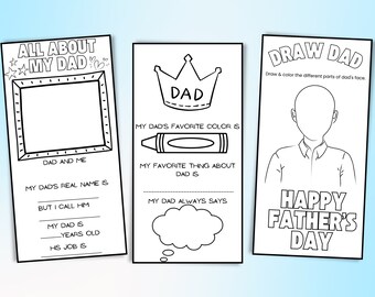Dad Father's Day Printable Coloring Bookmarks for Kids Set 1 - Etsy